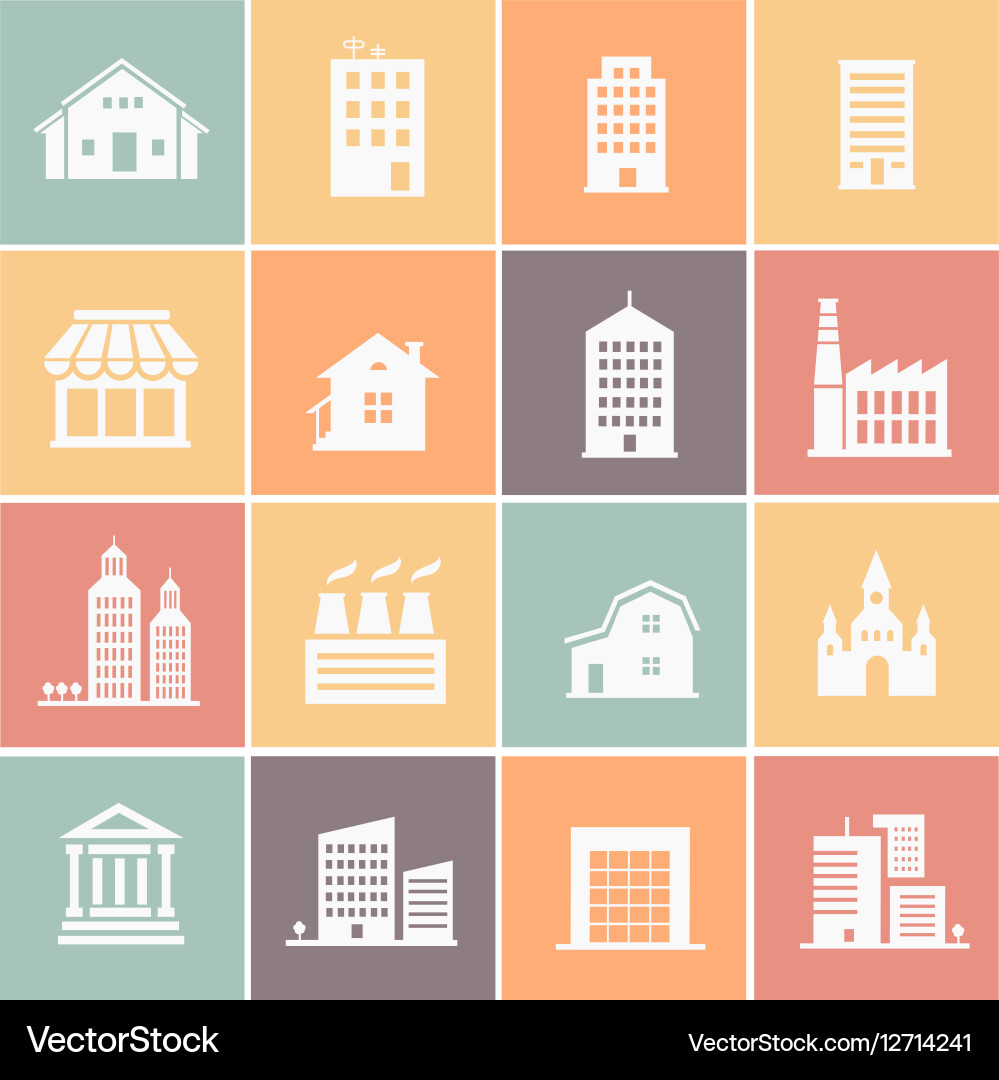 Set of various buildings web icons Royalty Free Vector Image
