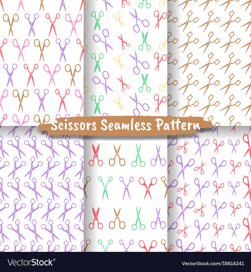 Set scissors seamless pattern Royalty Free Vector Image