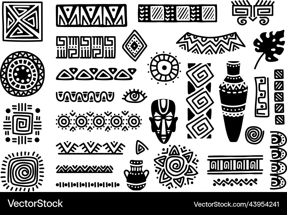 Tribal african design elements ethnic traditional Vector Image