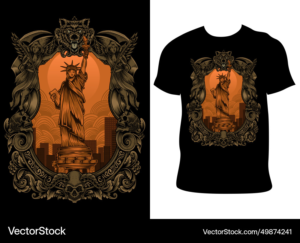Vintage liberty statue with retro style Royalty Free Vector