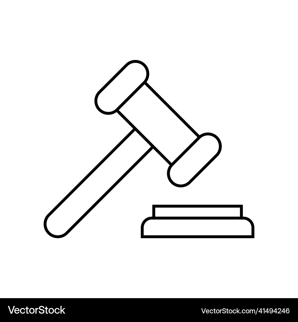 Auction hammer outline icon linear style sign Vector Image