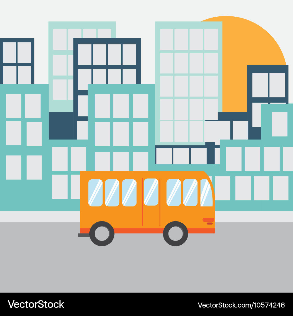 City bus and buildings icon Royalty Free Vector Image