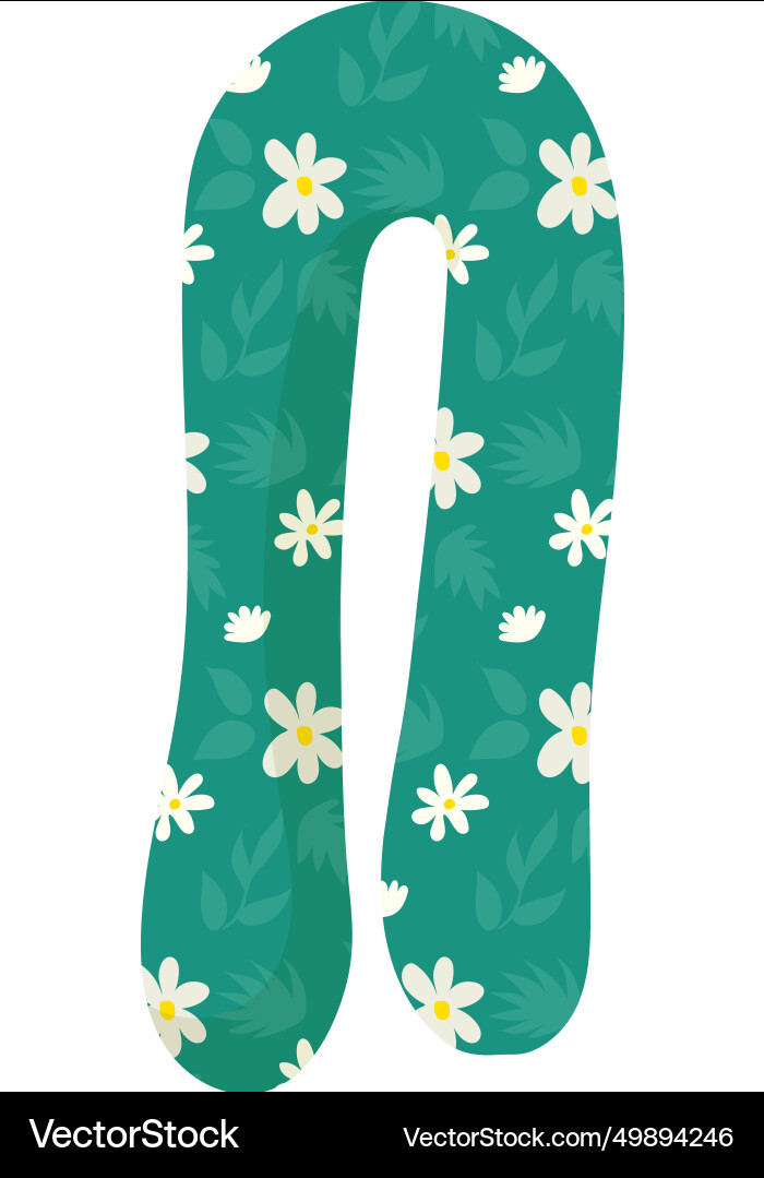 Floral pattern green magnet shaped like letter n Vector Image