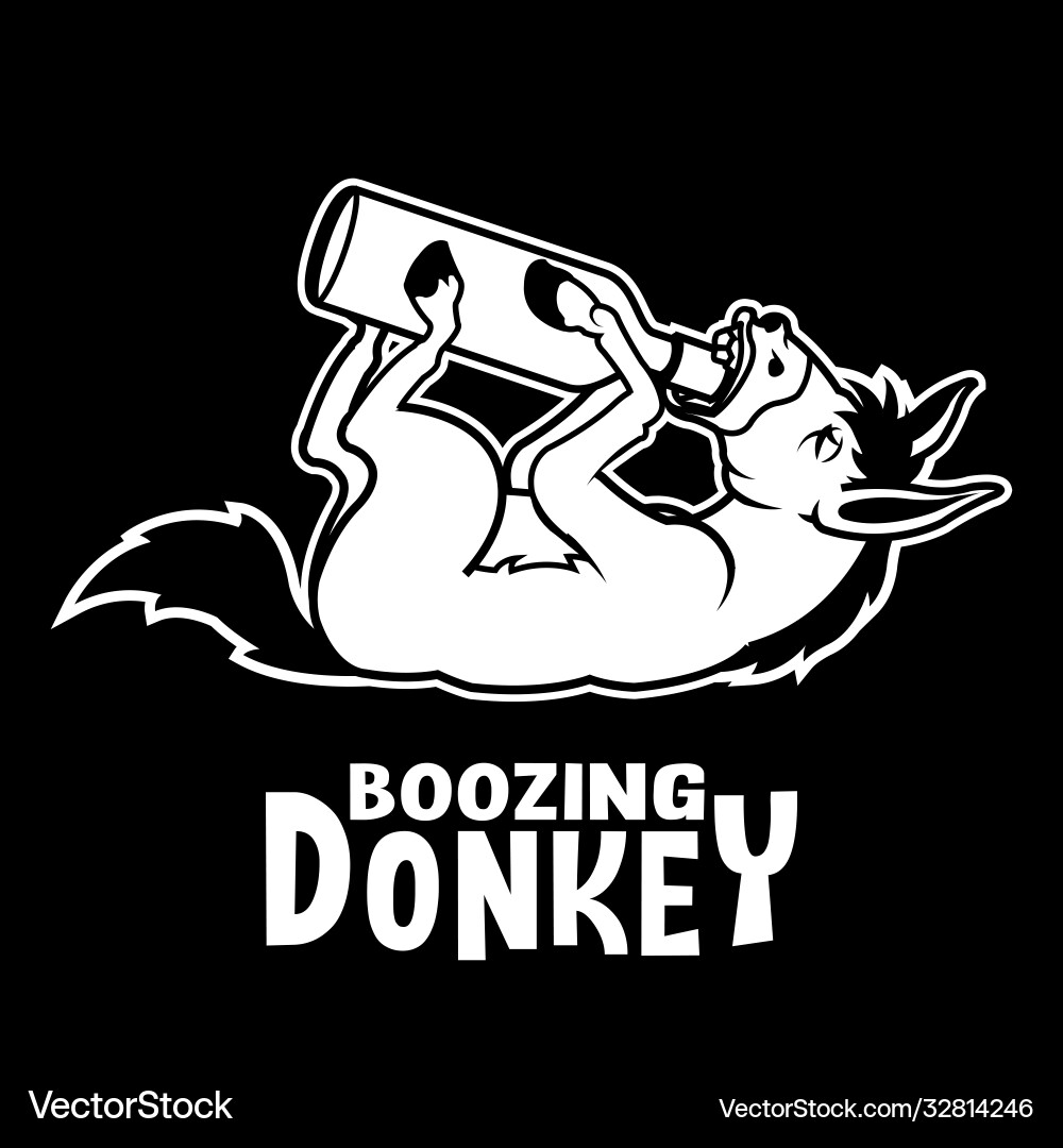 Funny boozing donkey cartoon Royalty Free Vector Image