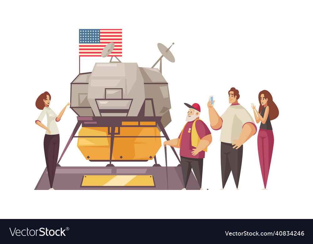 Lunar module excursion composition Royalty Free Vector Image