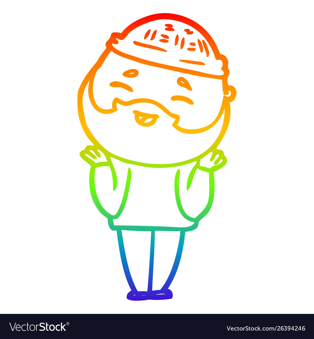 Rainbow gradient line drawing cartoon happy Vector Image