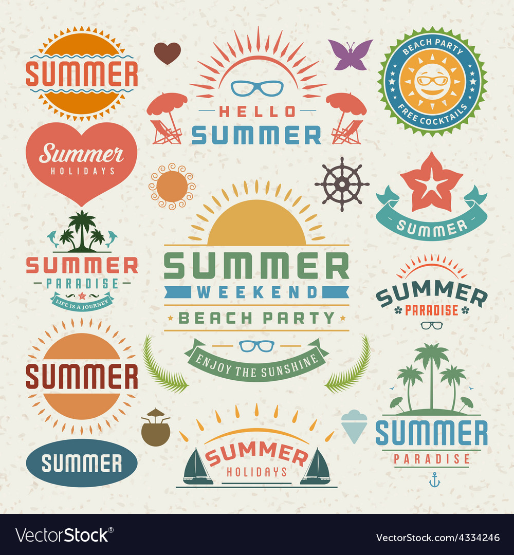 Retro summer design elements Royalty Free Vector Image
