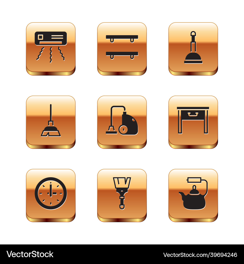 Set air conditioner clock paint brush vacuum Vector Image