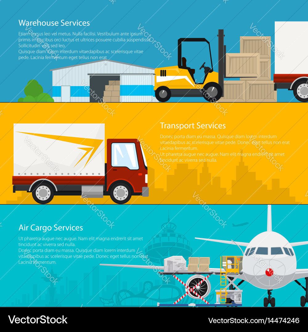 Set of cargo delivery banners Royalty Free Vector Image