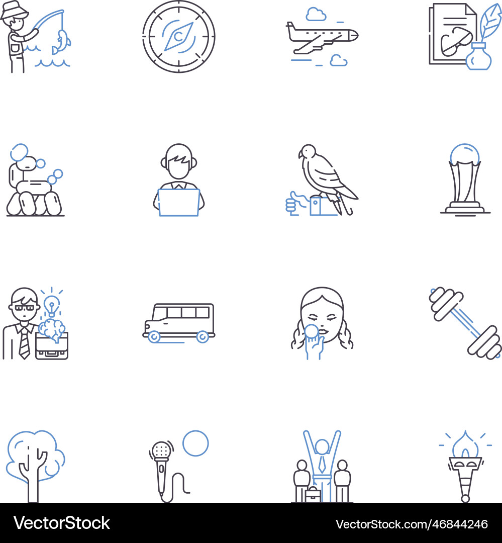 Team games line icons collection collaboration Vector Image