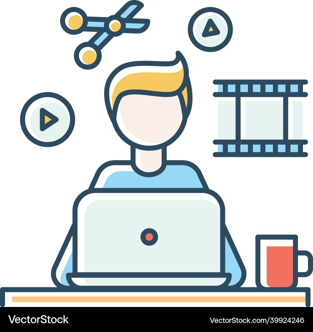 Video editor blue rgb color icon multimedia Vector Image