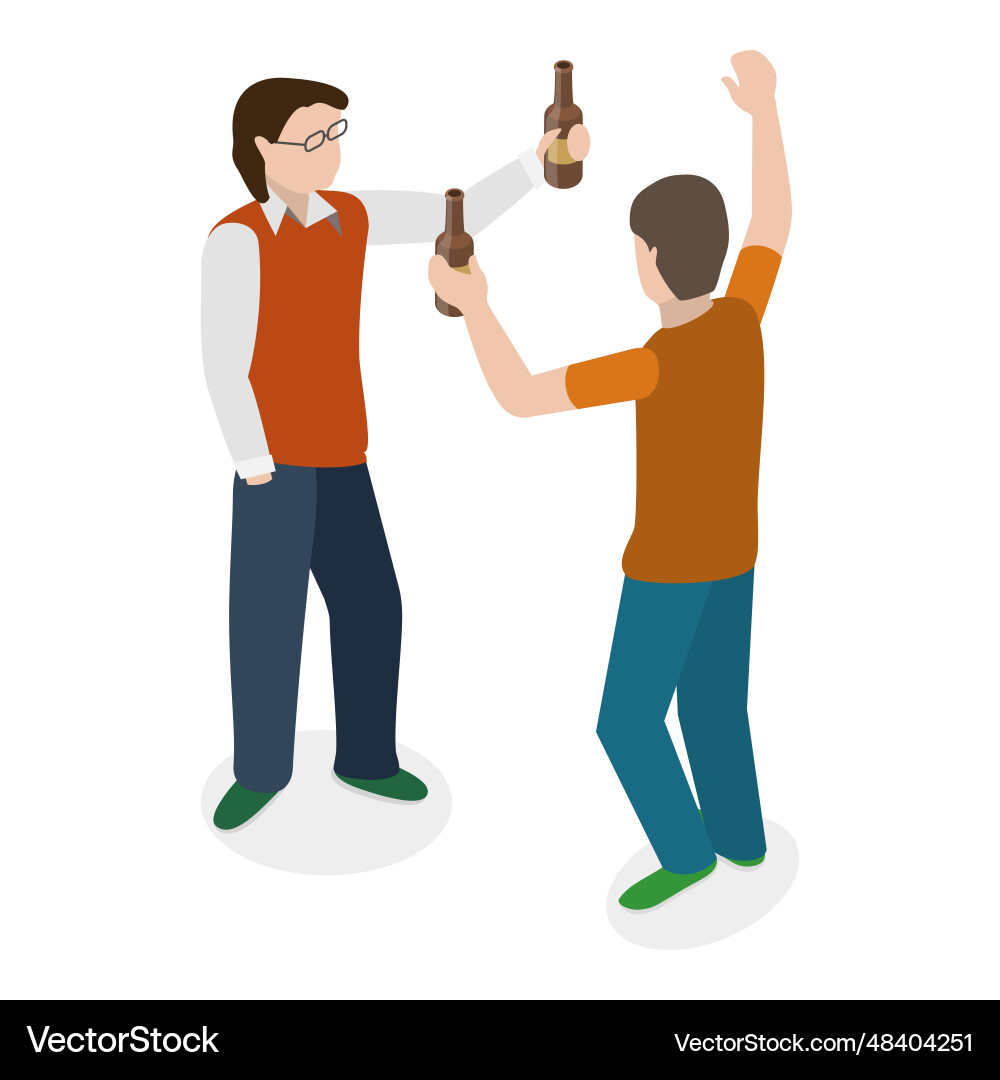 3d isometric flat set of drunk people item Vector Image