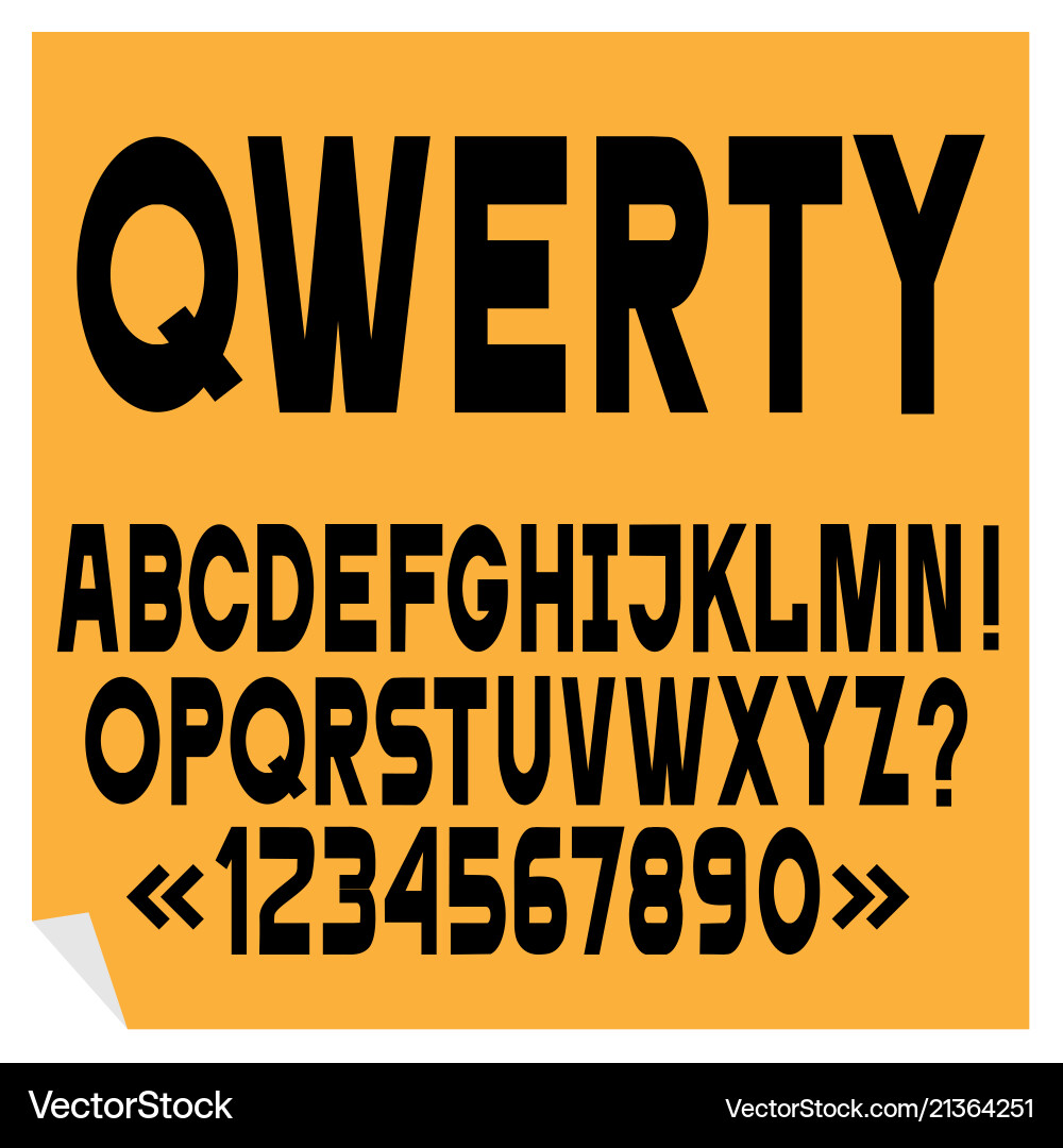 Black simple font alphabet lettersnumbers and Vector Image