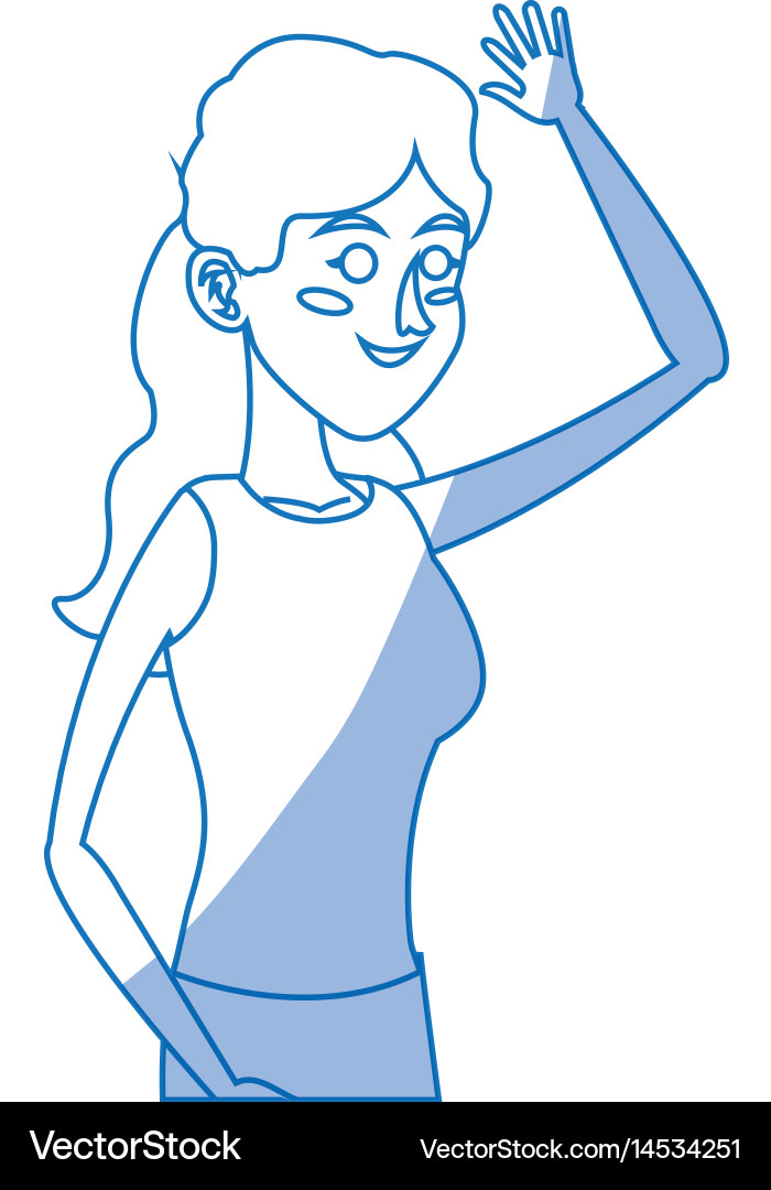 Character woman her arm raised image Royalty Free Vector