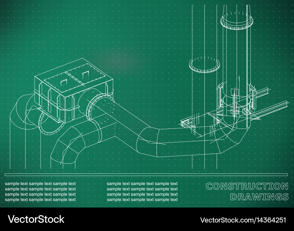 Construction drawings 3d metal pipes Royalty Free Vector