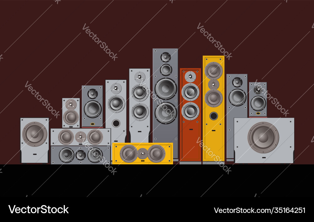 Front speaker monitor centre subwoofer Royalty Free Vector