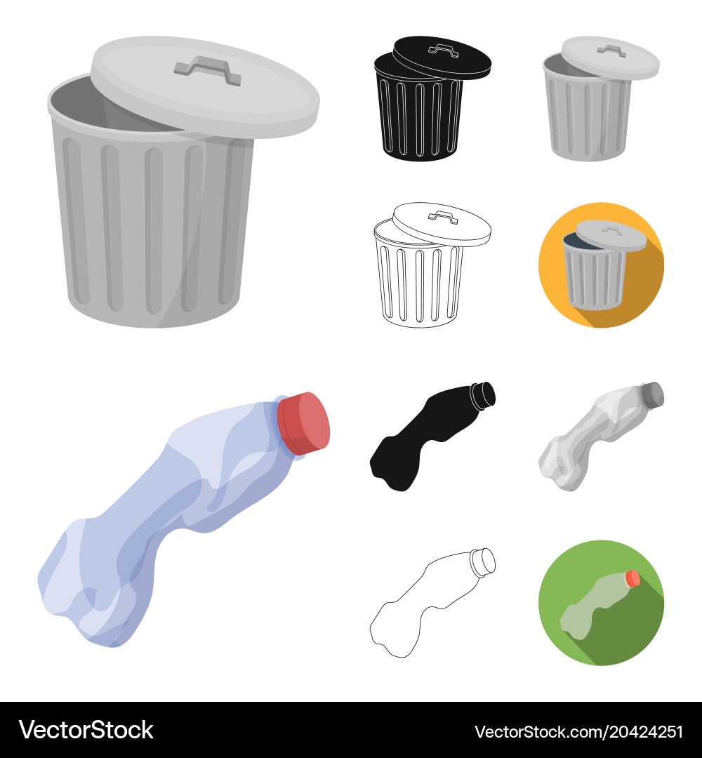 Garbage and waste cartoonblackflatmonochrome Vector Image