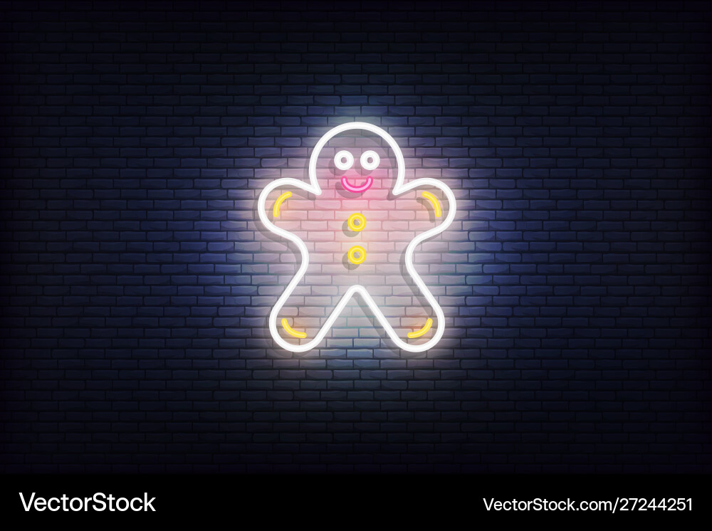 Gingerbread neon icon glowing christmas winter Vector Image