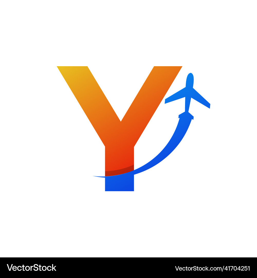 Initial letter y travel with airplane flight logo Vector Image