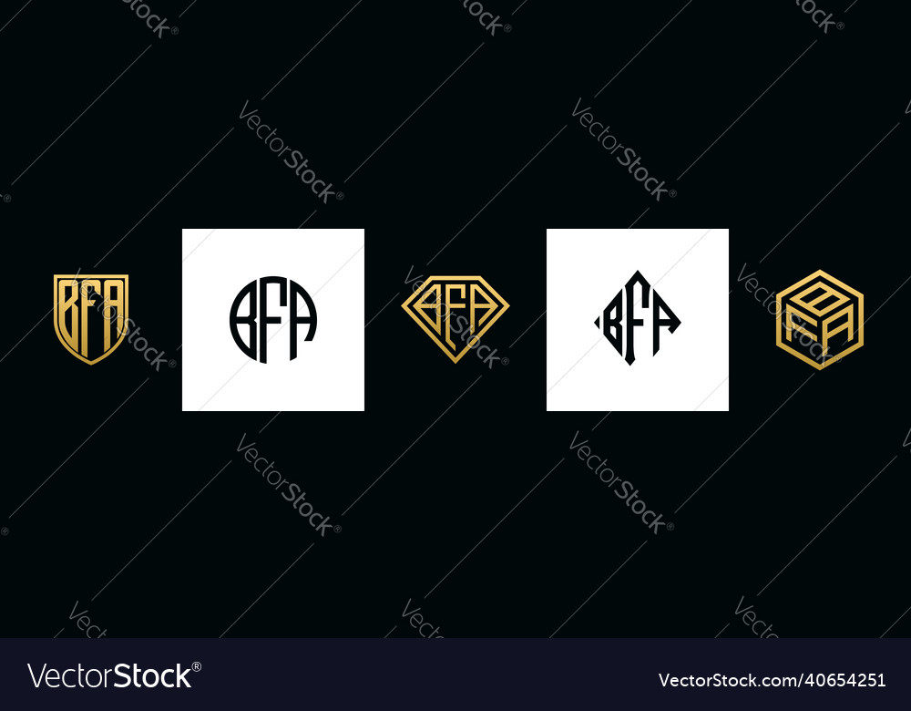 Initial letters bfa logo designs bundle Royalty Free Vector