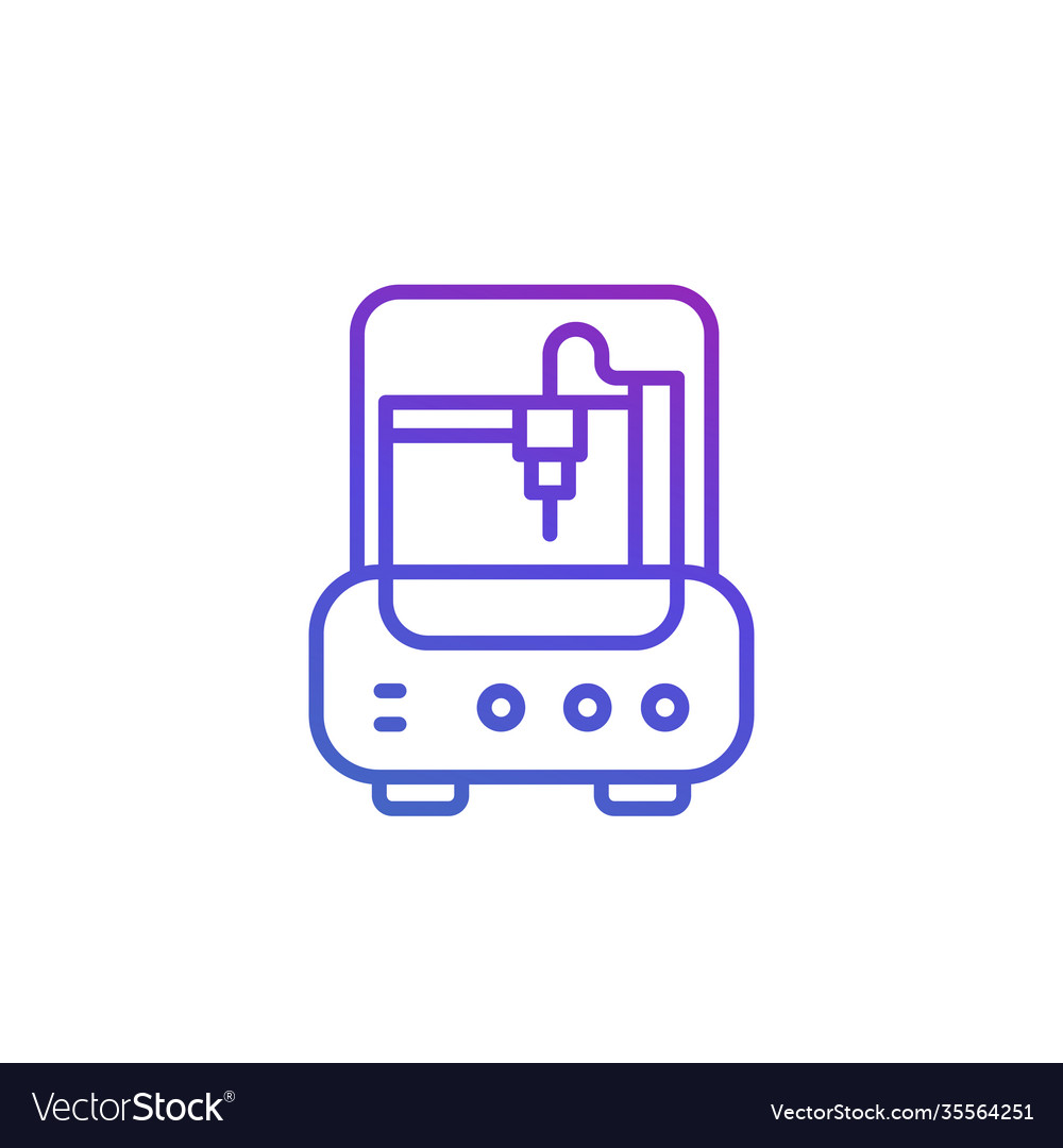 Milling machine or cnc line icon Royalty Free Vector Image