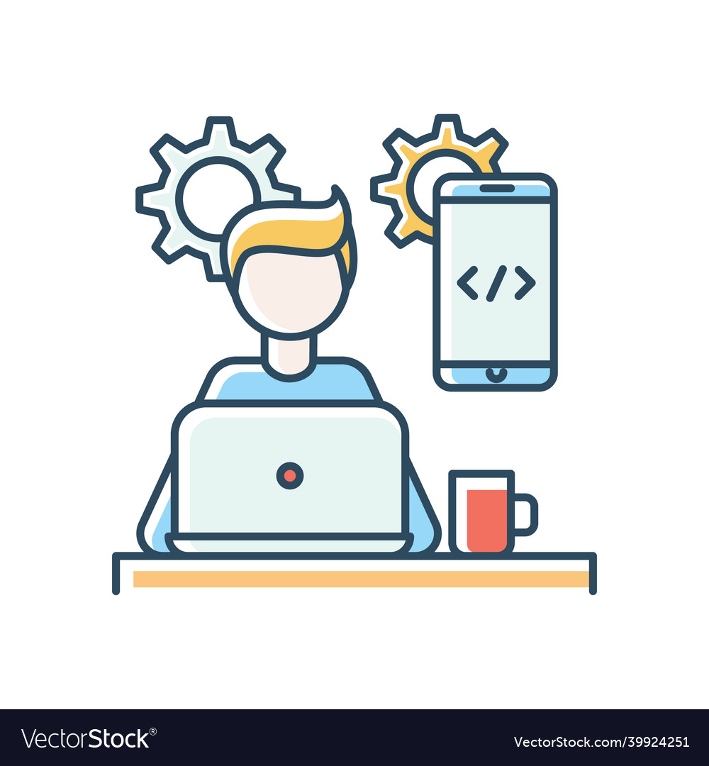 Mobile app developer blue rgb color icon Vector Image Mobile app developer blue rgb color icon Vector Image