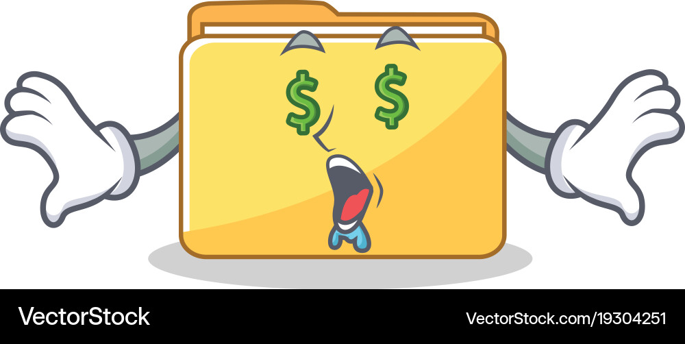 Money eye folder character cartoon style Vector Image