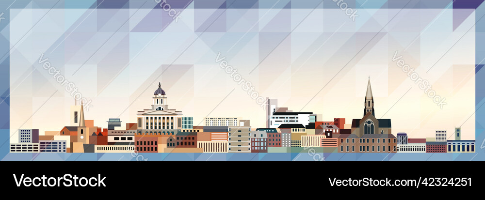 Nottingham cityscape on sunset sky background Vector Image