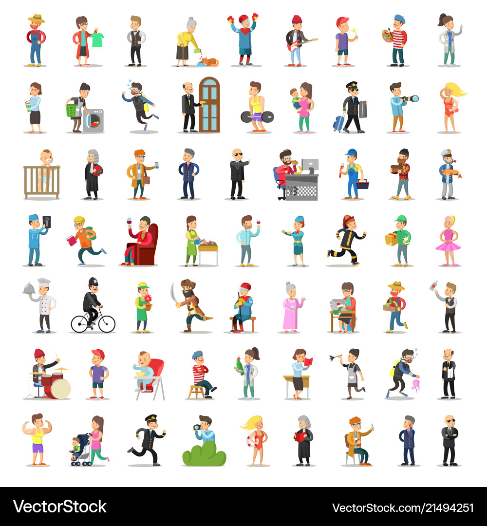 People characters collection cartoon set Vector Image