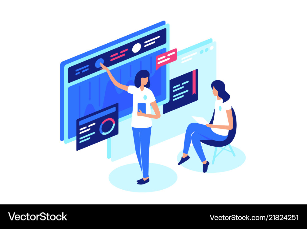 People conduct a discussion online on internet Vector Image