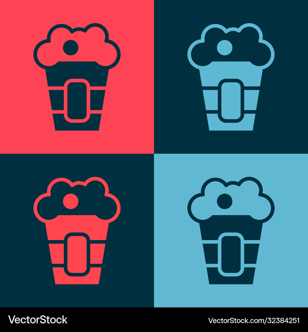 Pop art popcorn in cardboard box icon isolated Vector Image