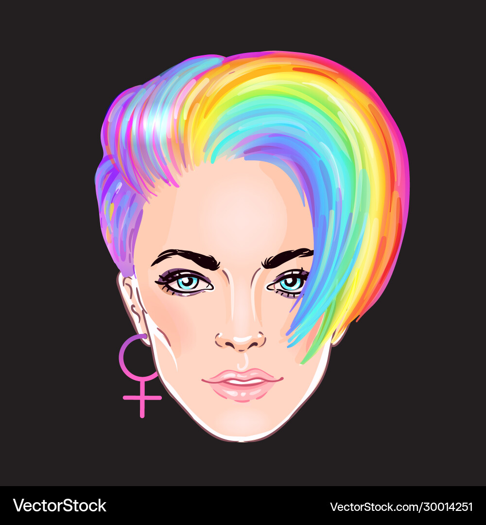 Portrait a young pretty woman with short pixie Vector Image