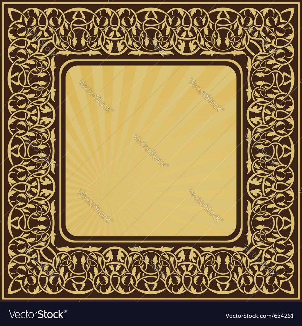 Rectangle gold frame Royalty Free Vector Image