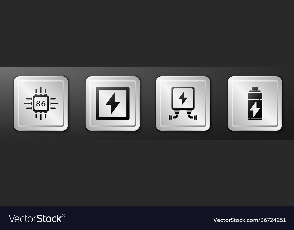 Set processor with microcircuits cpu lightning Vector Image