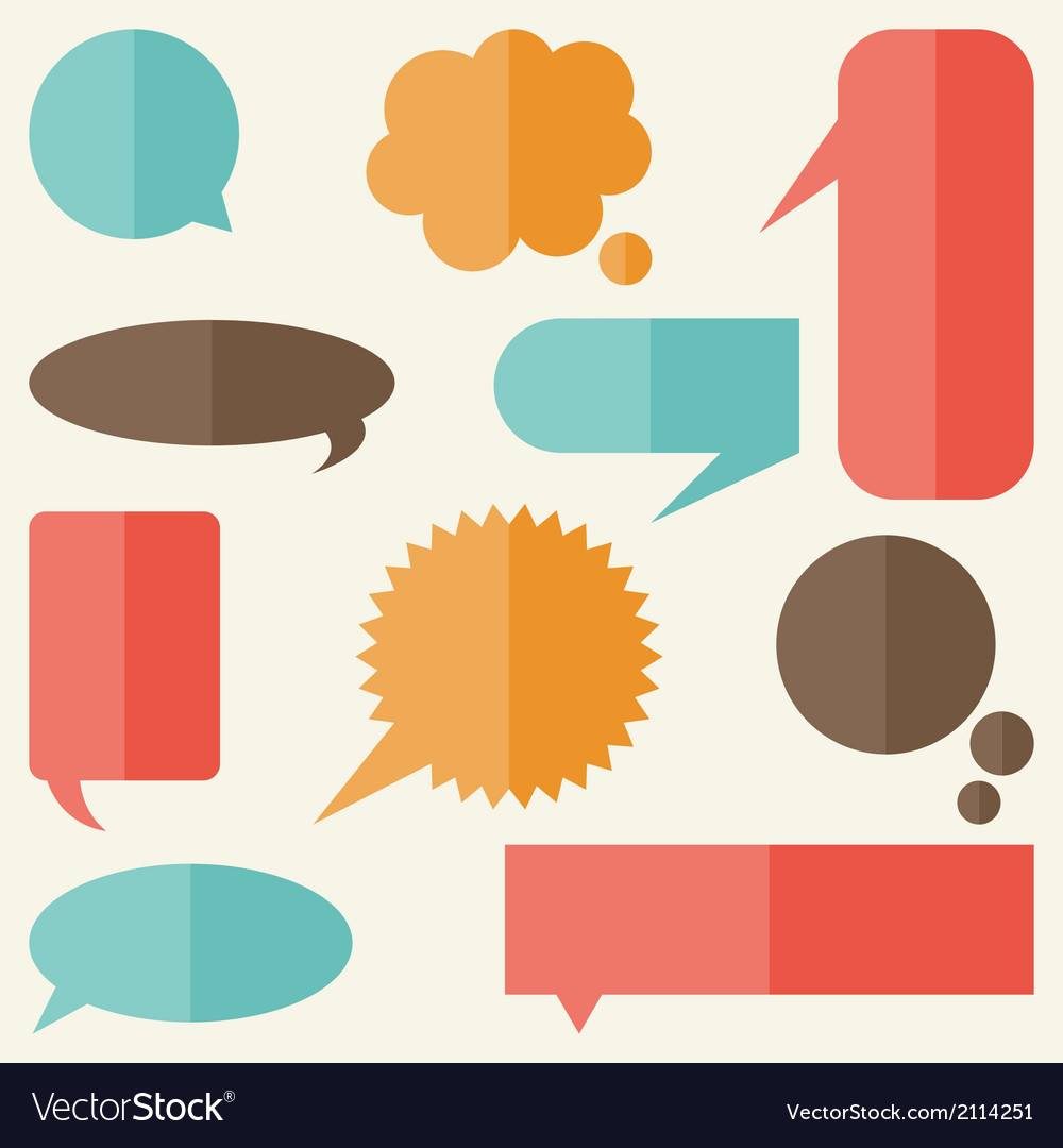 Set speech bubbles and banners in flat design Vector Image