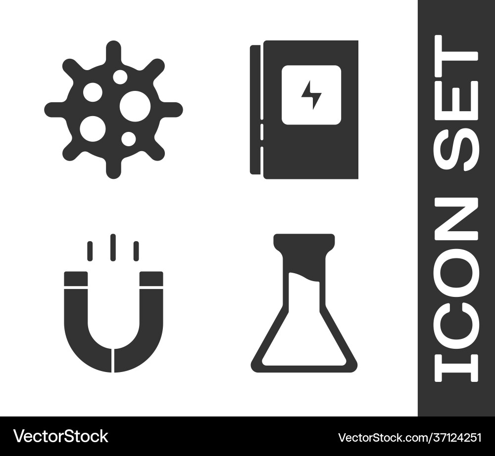 Set test tube and flask virus magnet Royalty Free Vector