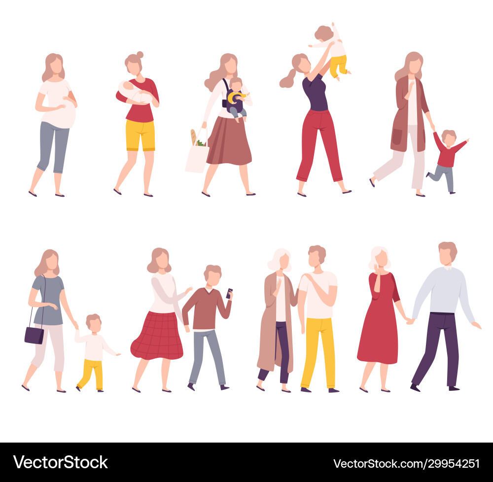 Stages family development set mother with her Vector Image