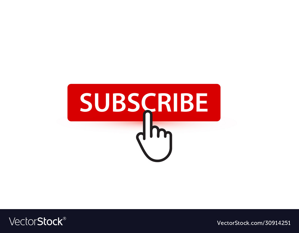 Subscribe red button with finger pointer Vector Image