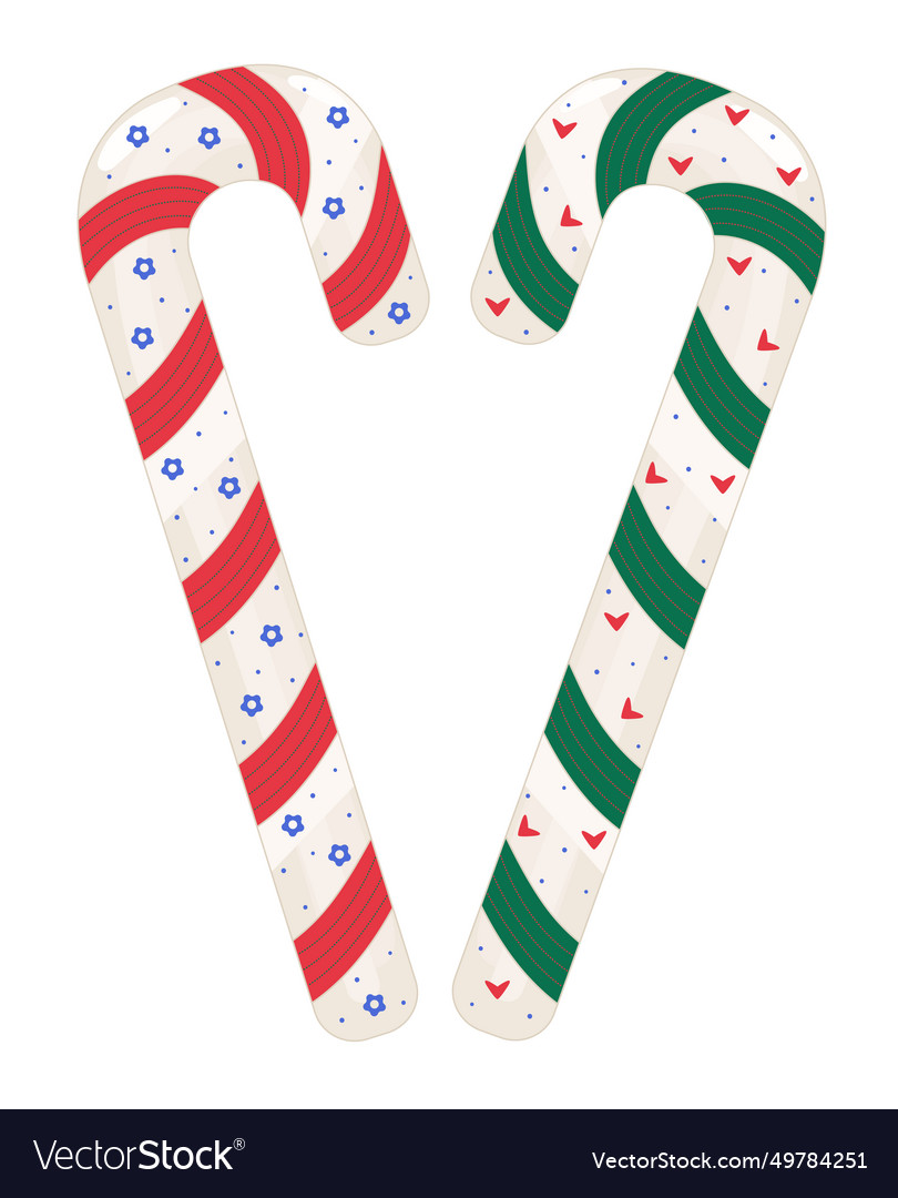 Two candy canes colorful Royalty Free Vector Image