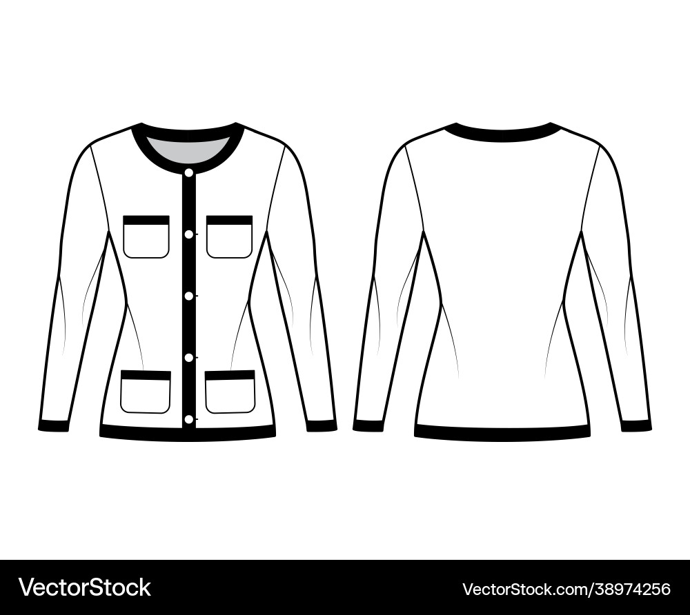 Blazer jacket like chanel suit technical fashion Vector Image