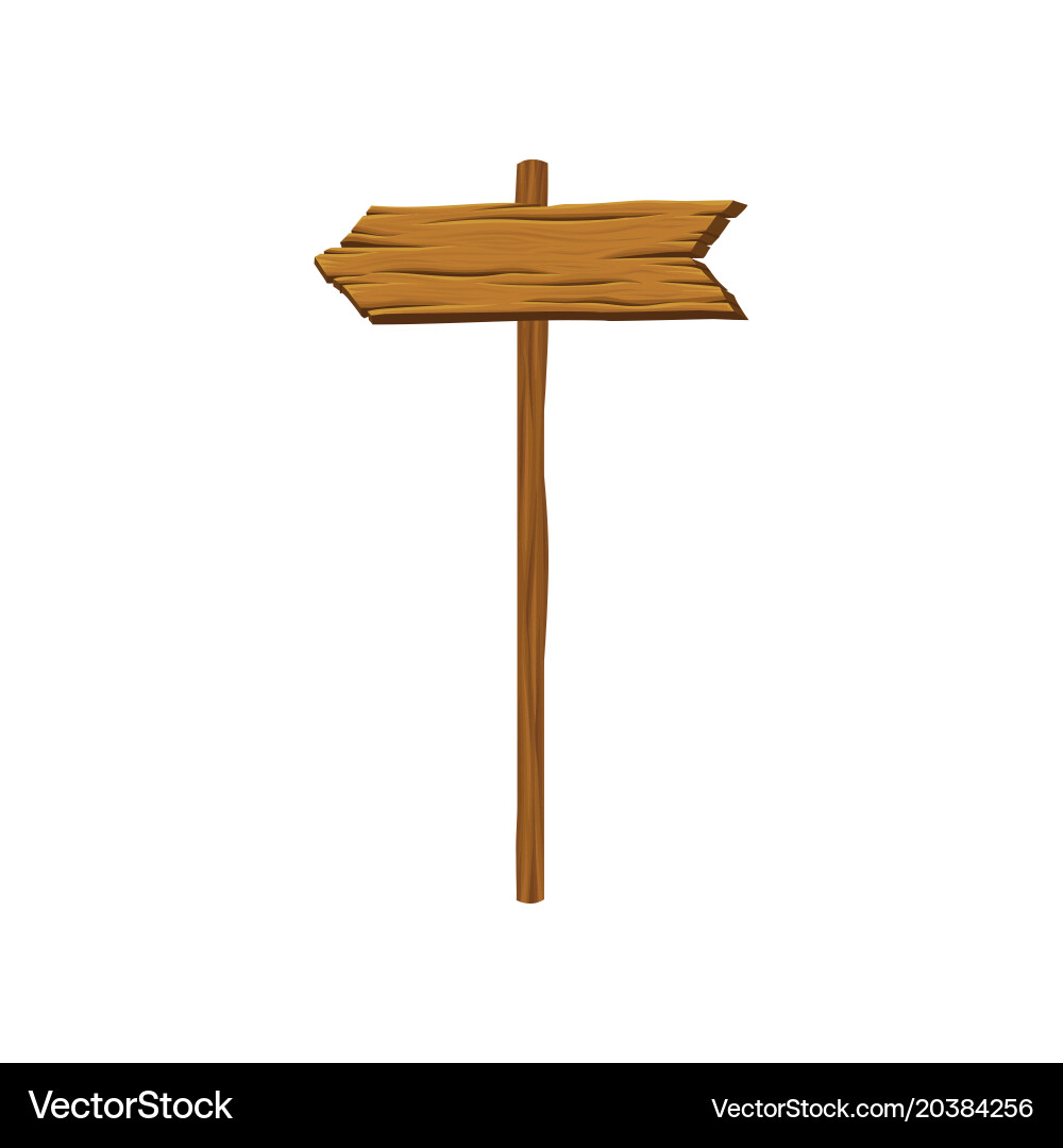 Brown wooden board in shape arrow direction Vector Image
