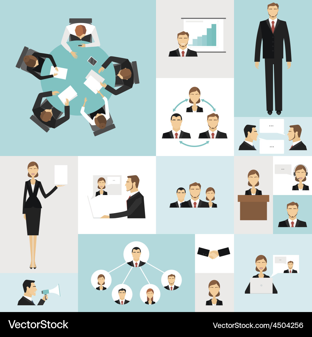 Business meeting icons Royalty Free Vector Image