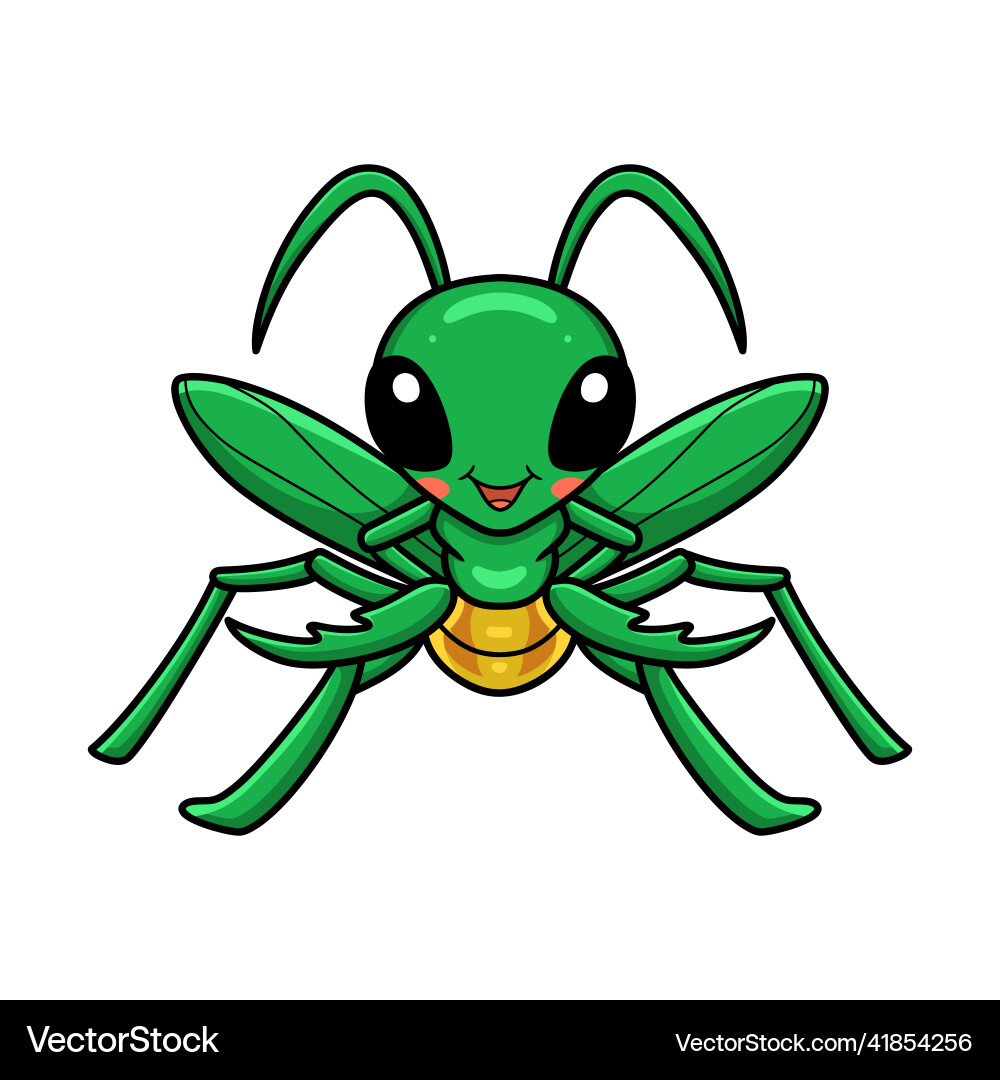 Cute little mantis cartoon character Royalty Free Vector