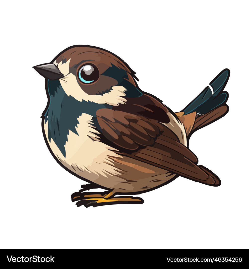 Cute sparrow cartoon style Royalty Free Vector Image