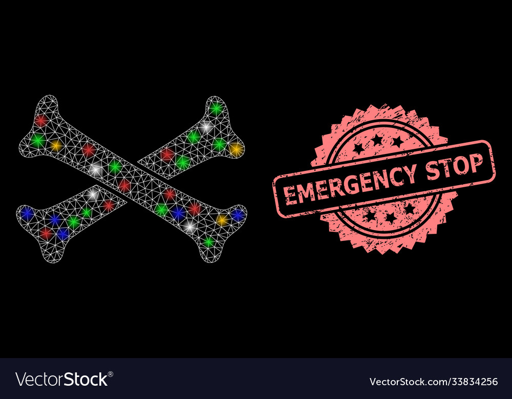 Distress emergency stop stamp seal and mesh Vector Image Distress emergency stop stamp seal and mesh Vector Image