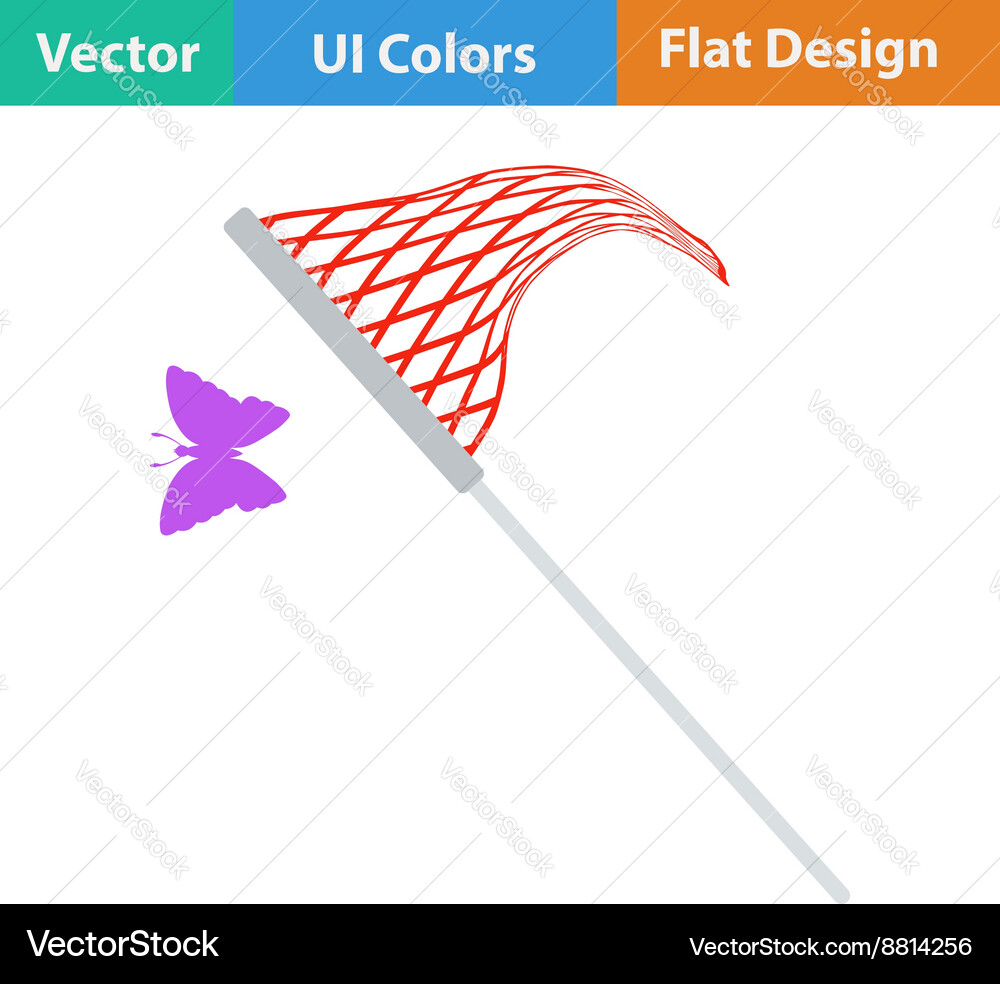 Flat design icon of butterfly net Royalty Free Vector Image