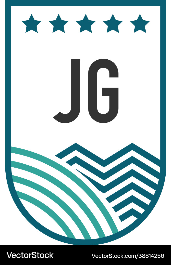 Initial letter jg nature mountain and water Vector Image