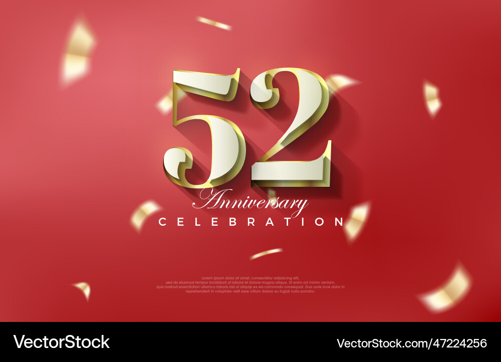 Luxury 52nd anniversary with classic 3d numbers Vector Image