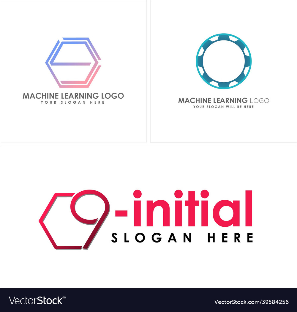 Machine Learning Icon Initial Logo Design Vector Image