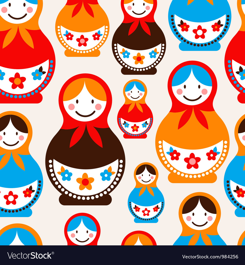 Matreshka doll - seamless pattern Royalty Free Vector Image